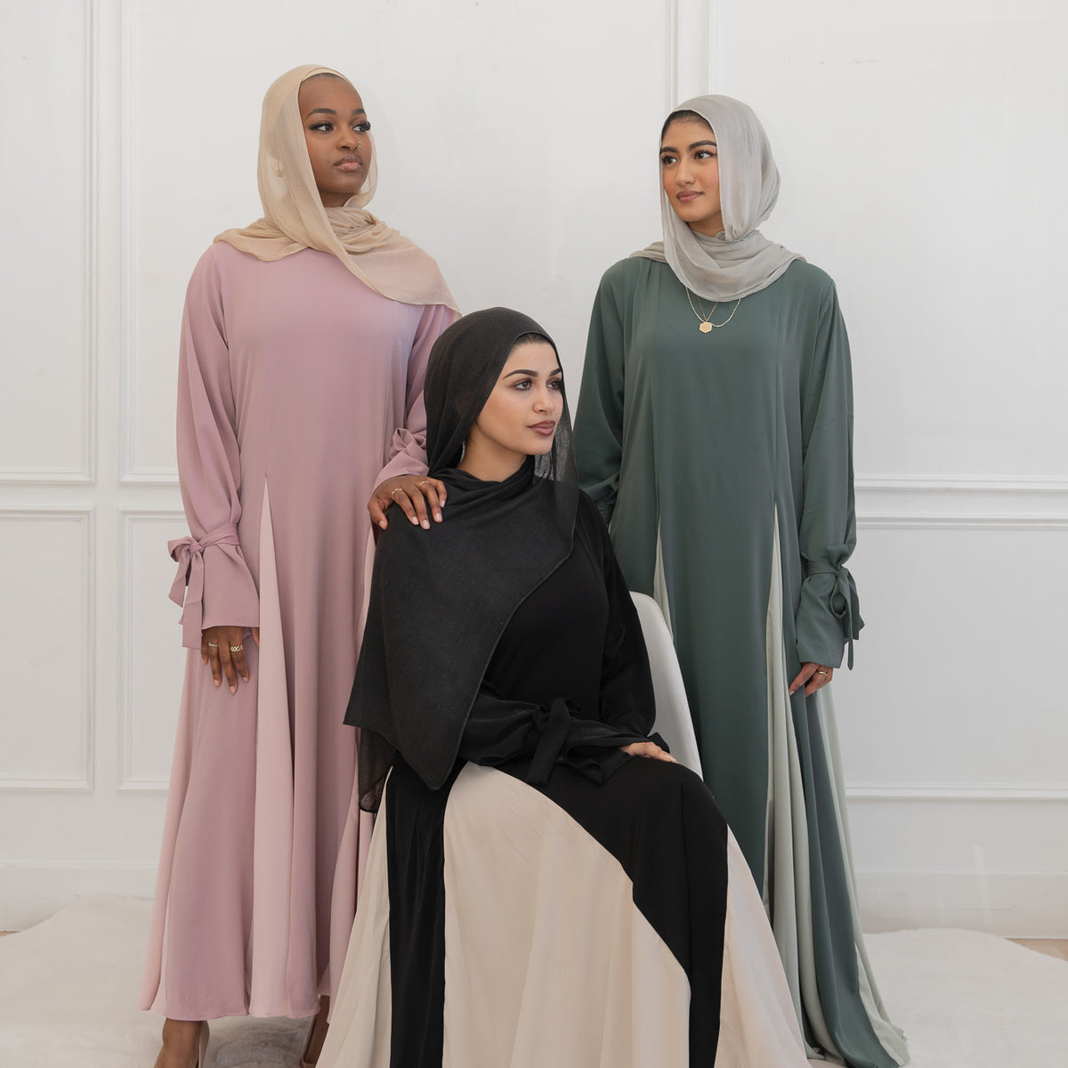 Milan Dual Tone Dress - Black – MODEST ESSENTIALS US