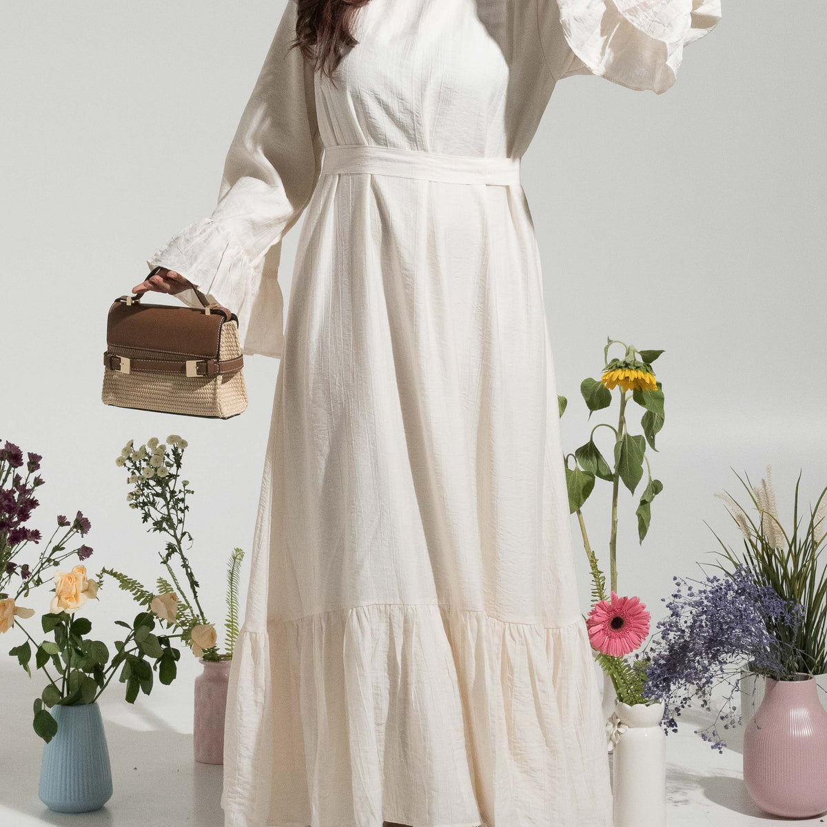 Lily Dress - White (comes with a belt) – MODEST ESSENTIALS US
